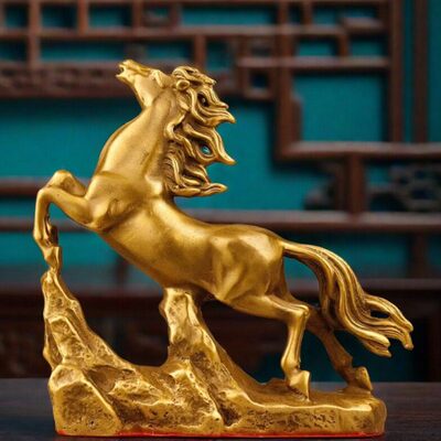 仿古纯铜跃马黄铜马到成功生肖马奔马家居办公室吧台玄关装饰摆件