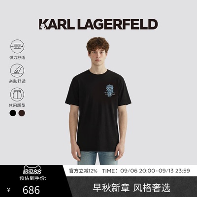 【热卖甄选】KARL LAGERFELD卡尔拉格斐夏季时尚短袖T恤老佛爷