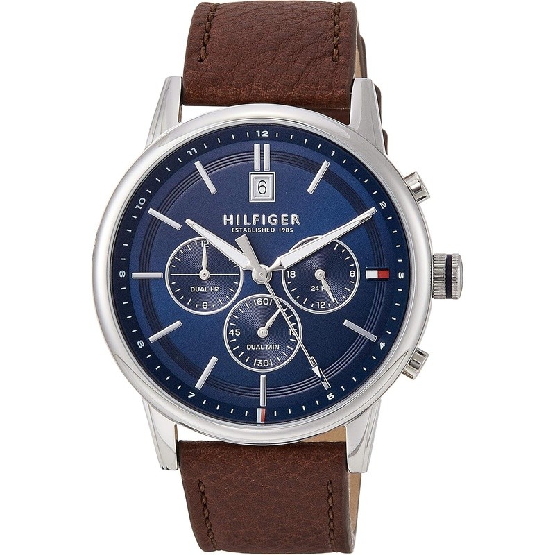 日版Tommy Hilfiger/汤米希尔费格男士Kyle棕色皮带石英手表44mm
