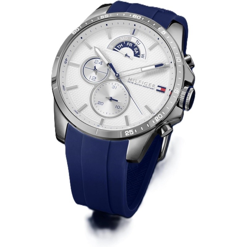 日版Tommy Hilfiger/汤米希尔费格男士休闲硅胶表带石英手表46mm