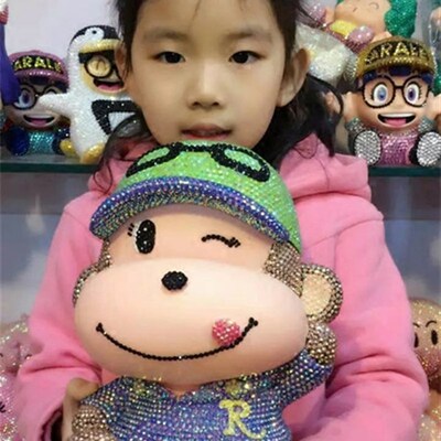 包邮贴钻b猴子存钱罐 大号不怕摔猴年生肖储蓄罐儿童礼物粘钻摆件