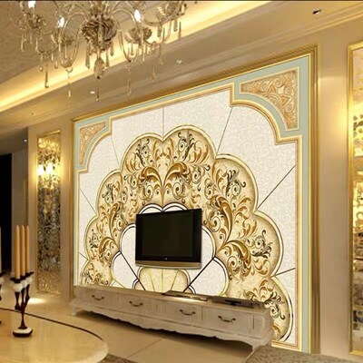 X0773欧式电视背景墙 837 B奢华欧式皇室飞花大理石护墙板背景墙