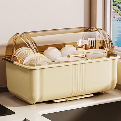 碗碟收纳架沥水碗架放碗筷收纳盒餐具厨房家用置物架W装碗柜收纳