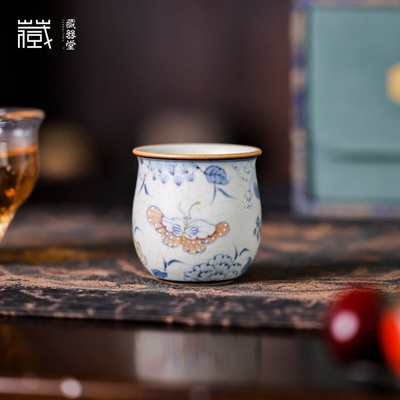 朴云堂茶杯蝴蝶万花束口杯主人杯