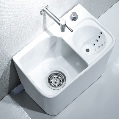 元匠拖把池家用阳台卫生s间地排陶瓷拖布池侧排带沥水篮大号槽池