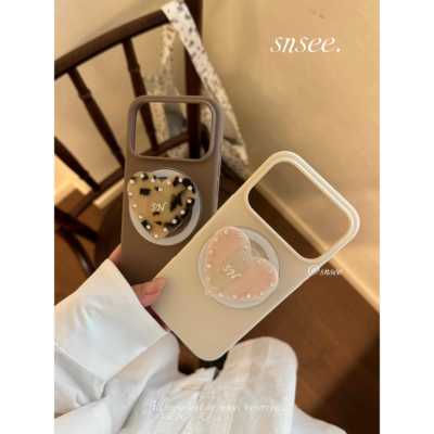 snsee｜chao闪爱心支架！点钻粉樱琥珀豹纹心形醋酸磁吸手机支架