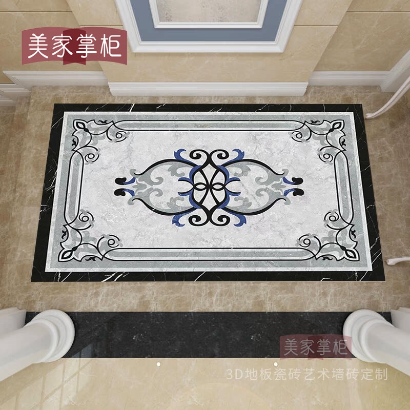 欧式别墅客厅f地板砖瓷砖入户过道走廊抛晶砖拼花地砖尺寸图案定