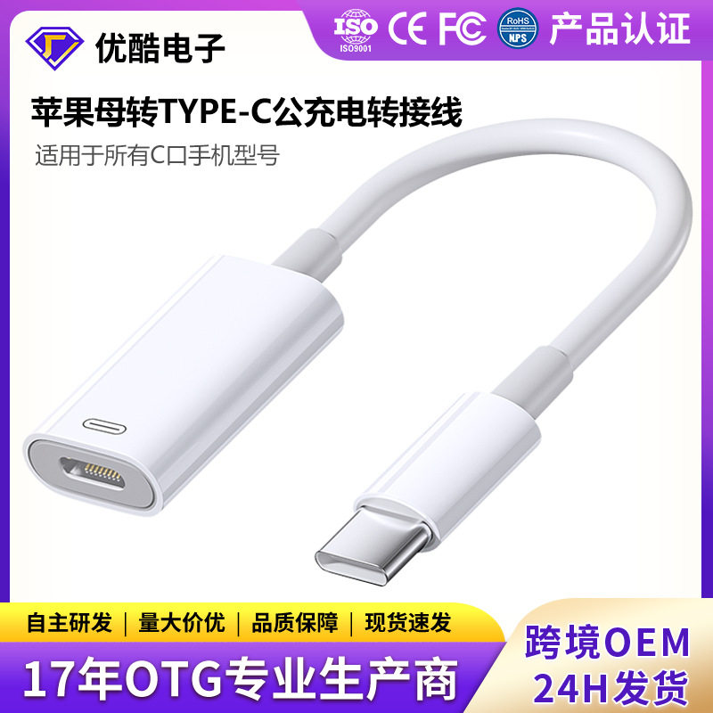 跨境批发苹果17转接线lightning转typec充电转接头PD快充转换器