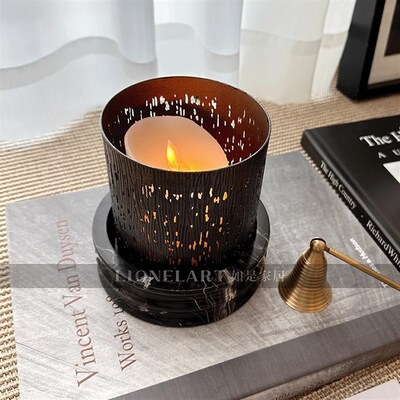 如是蜡烛风杯金属镂空理石底座烛台气氛灯室内外装饰摆饰礼物礼品