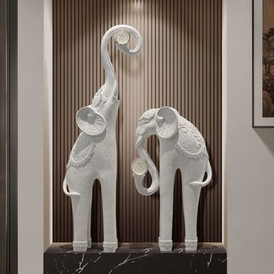 入户玄关客厅落地大象摆件创意艺术高档电视柜壁龛大型工艺品装饰