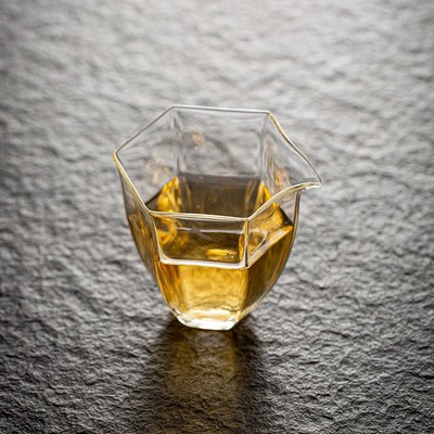 叙旧 玻璃公道杯日式茶道零配匀杯透明茶海分茶器大号六角公杯