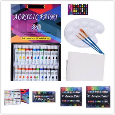 Acrylic Paint Set 12/24 Colors Watercolor Acrylic Oil Painti