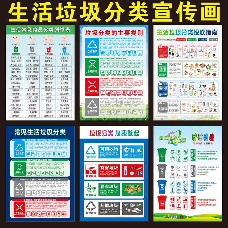 垃圾分类宣传海报其他垃圾桶生活垃圾投放指南常见列举表墙贴纸