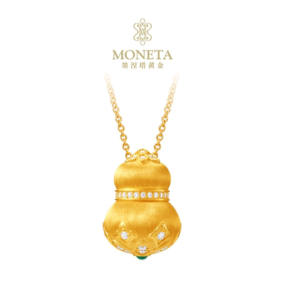 MONETA足金足金祖母绿项链黄金