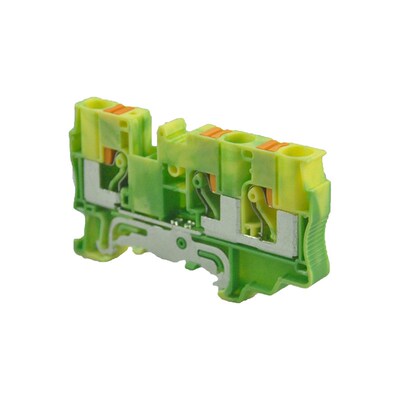 RIT直插式弹片接线端子排RIT6TO-PE单进双出接地型导轨接线端子