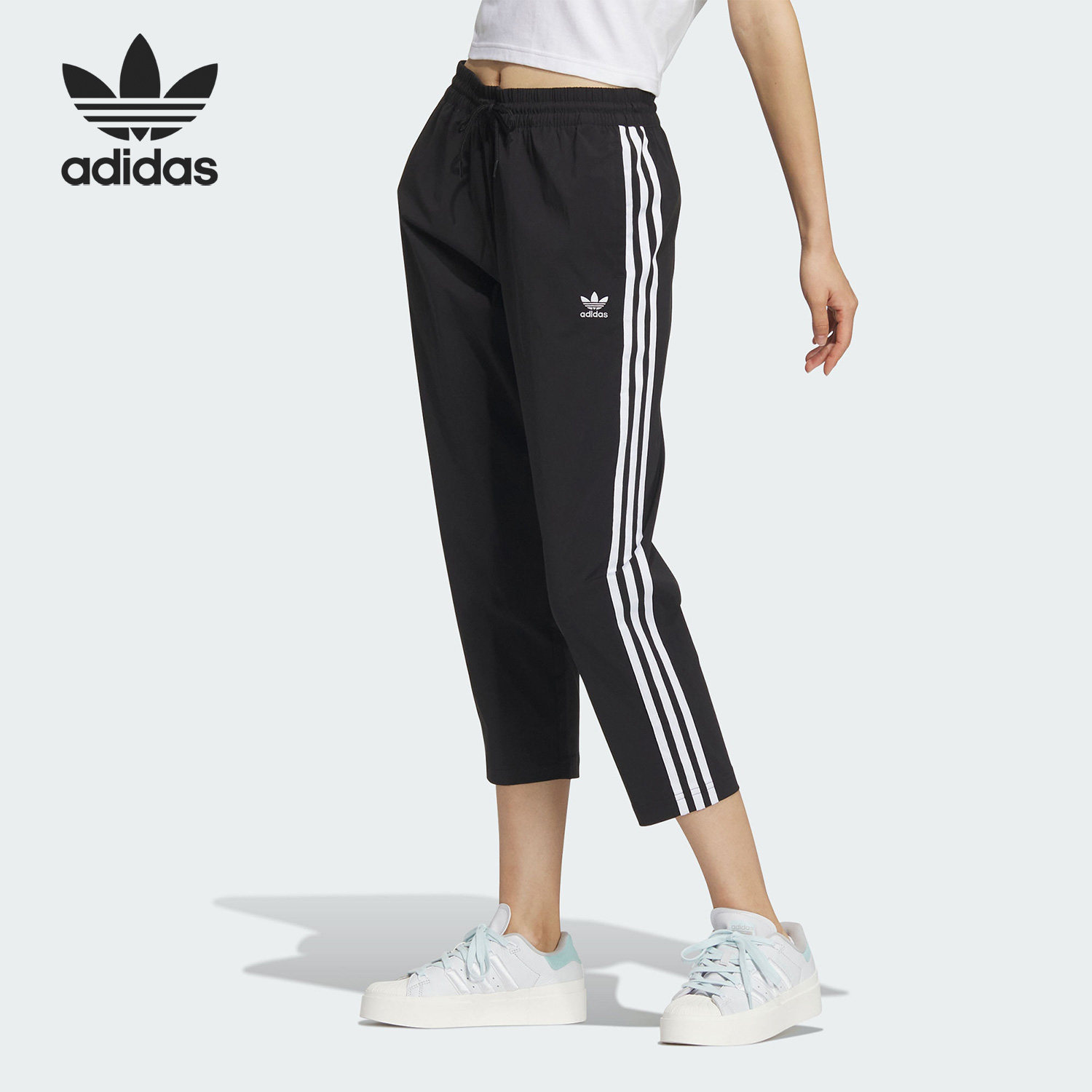 Adidas/阿迪达斯官方正品三叶草新款女子梭织运动七分裤IK8679