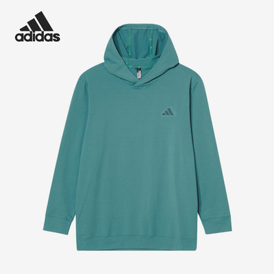Adidas/阿迪达斯官方正品新款男绿色高尔夫简约连帽卫衣JX4192
