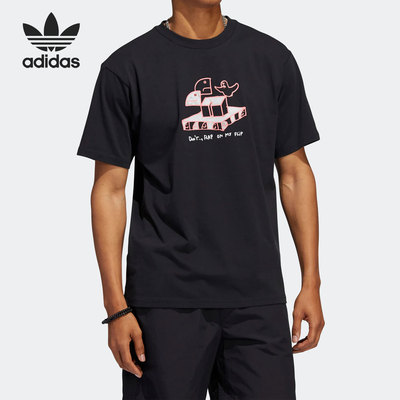 Adidas/阿迪达斯官方正品三叶草夏季男女卡通印花透气短袖HC2193