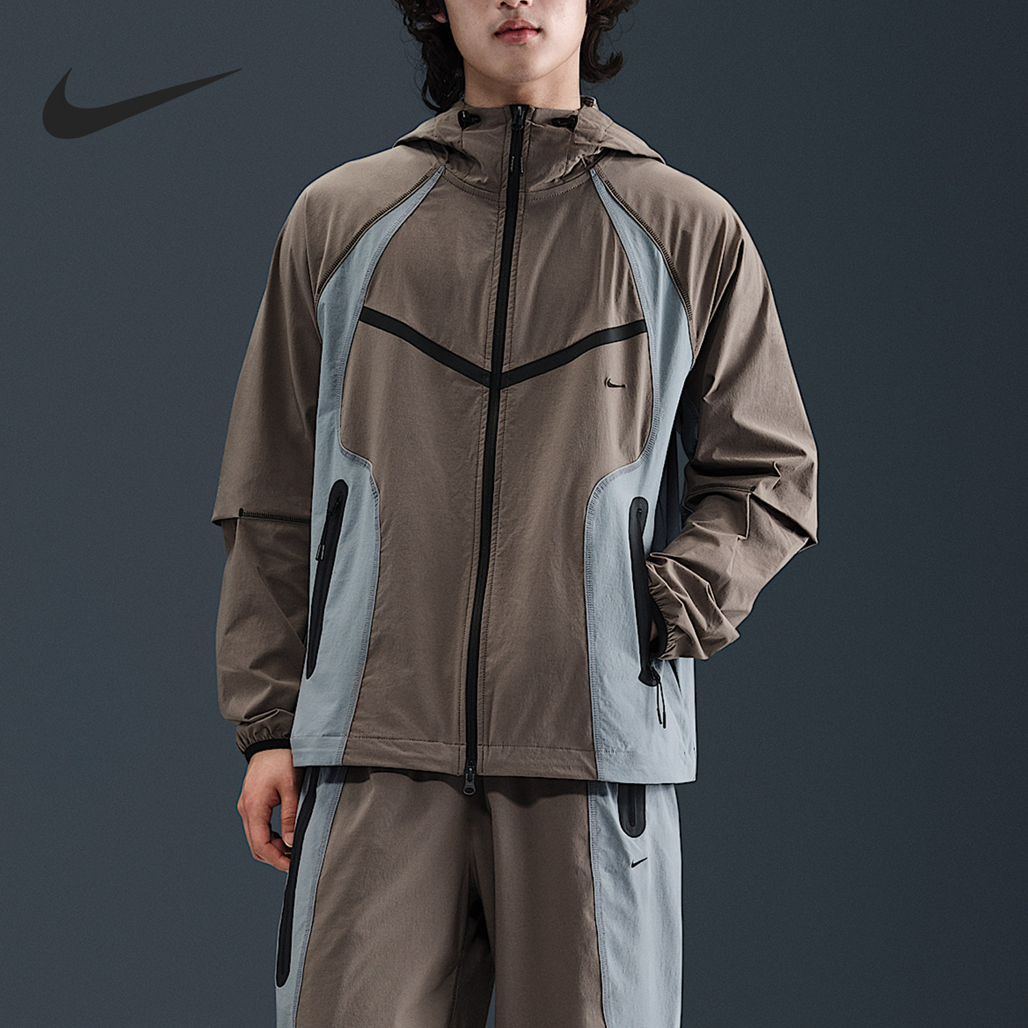Nike/耐克官方正品Dri-FIT男士梭织连帽拼接运动外套IH8462-289