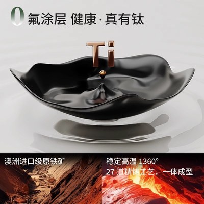 德国ZQT无涂层炒锅粘锅钛铁家用炒菜锅灶电磁炉专用铁锅