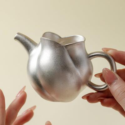 功落手工鎏公道杯茶水分茶器VSL夫茶具家用银高档无茶海匀杯手把