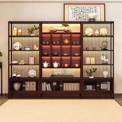 古架置物实木新中式多宝阁茶柜架子办公室展示古博董柜摆BGJ-JGG