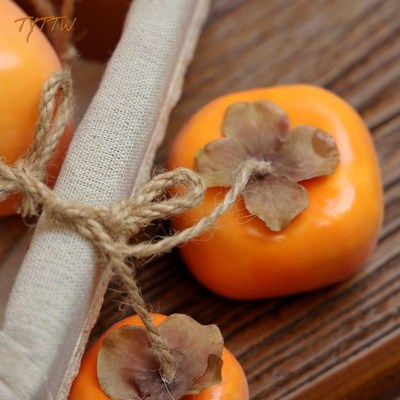 仿真柿子串门墙上挂件田园复古装饰吊挂果实秋意造景家居饰