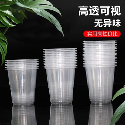 一次性杯子加厚食品级航空杯装家用透明杯茶杯加厚整箱批发商用杯