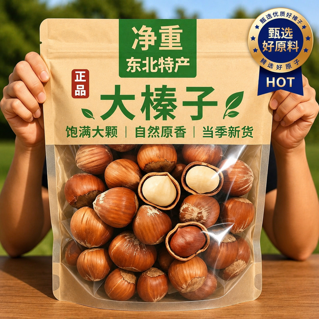 大榛子东北特产铁岭新货无添加新鲜原味炒熟榛子零食坚果自然原香
