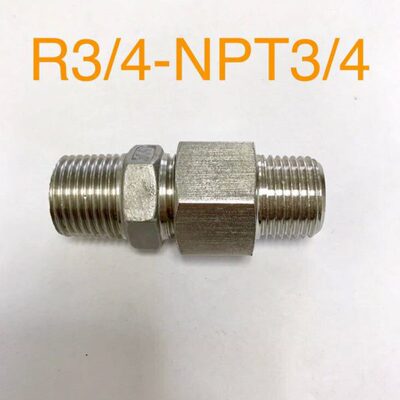 R3/4-NPT3/4 组合式不锈钢外丝接头 外螺纹 一边R3/4 一边NPT3/4