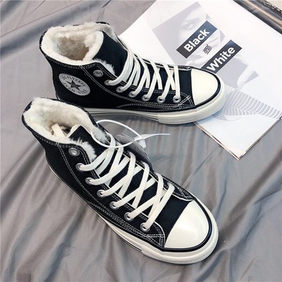 2021冬季新款百搭高帮大棉加厚保暖加绒帆布鞋星标学生板鞋棉鞋潮