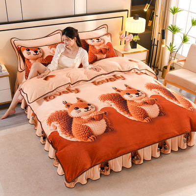 A类加厚牛奶绒四件套双面绒被套