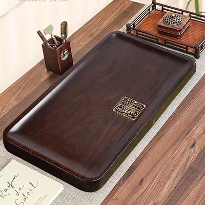 夫黑檀木茶EAV盘家用简约排式茶原台整块实木茶海功茶具茶水道托