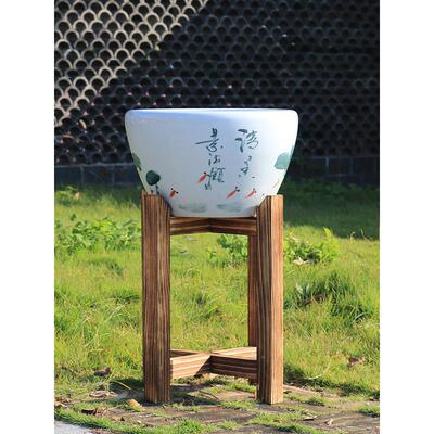 十字增高古缸法鱼缸座酒坛水叶罐ZJR承重底底托石墨茶桌茶实四脚