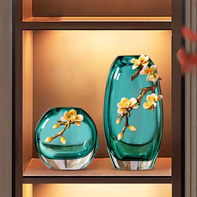 珐琅彩花瓶件新中式厅插高花轻奢高级感玄关电视LLH-RV74柜客档摆