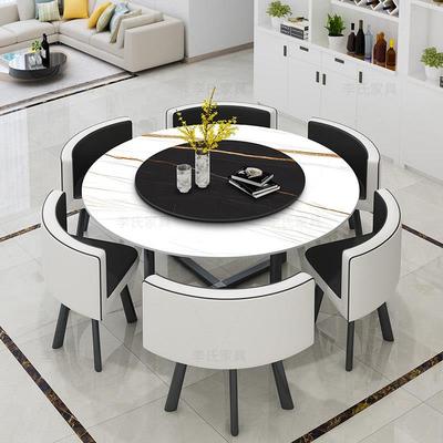 实木6餐桌椅组合C-8950简约现家代用形岩板吃饭桌北欧小户圆型人