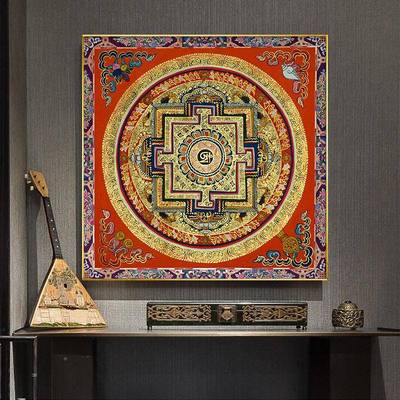 新酒款唐卡挂画 六字禅真言西藏晶瓷画店墙面HL307装饰画意藏式东