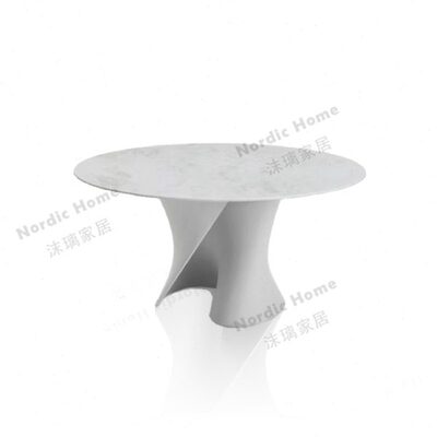 Moli/stable 法式创意大理石旋转餐桌客厅异形极简洽谈玻璃钢圆桌