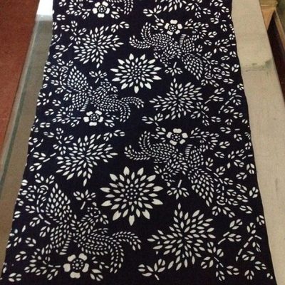 南通特产纯手工蓝印花布凤穿牡丹通州土布手织布整卷蓝麒麟牌