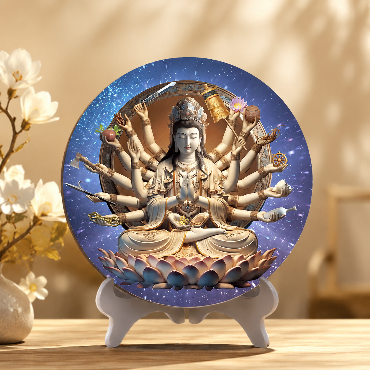 千手观音菩萨摆件客厅玄关供奉摆台保平安中式家居装饰品