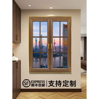 真实感夜光假窗装饰画入口无窗房间扩展景观客厅窗户酒店挂画