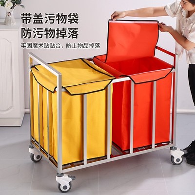 加厚304不锈钢污物车三层护理车医院用晨护车被服车扫床车清洗车