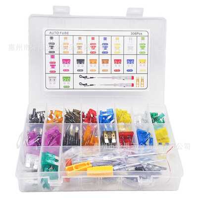供应 306pcs盒装锌片中小号保险片组合+试电笔工具车用保险丝