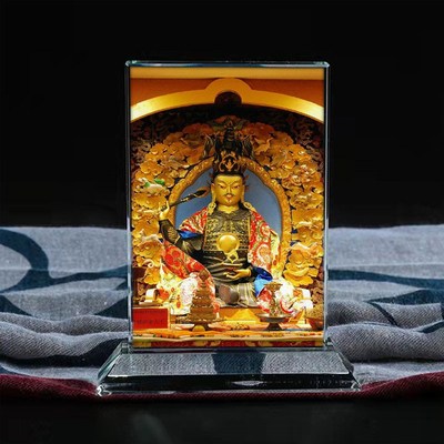 格萨尔王觉如画像水晶玻璃摆件桌面工艺品摆台家居古人物来图定制