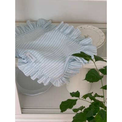 henceforth 自制天蓝条纹花边餐垫桌面装饰创意餐巾温柔小众ins风