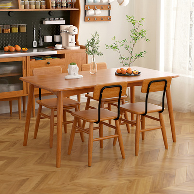 实木餐椅家用简约书桌椅北欧办公凳子靠背椅凳餐厅樱桃木色椅子