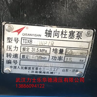 济南镇海机械厂轴向柱塞泵TDXB16/20/25/32/40/50/63/80/100NP/LR