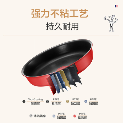 特福拆卸粘煎锅炒锅煎炒锅烹饪锅具配锅盖手