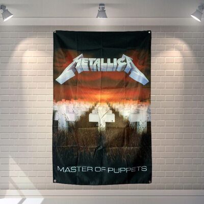 METALLICA 金属乐队摇滚酒吧墙面装饰挂旗挂布 工作室房间墙装饰