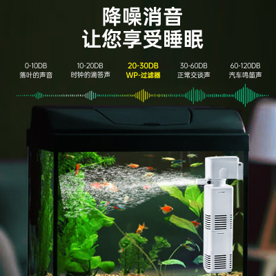 松宝鱼缸内置过滤器四合一过滤设备增氧泵氧气泵静音潜水抽水造浪